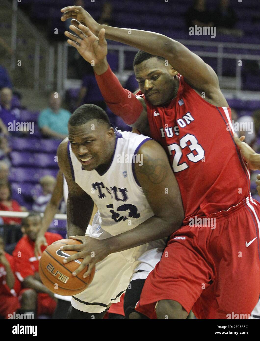 Houston's Danuel House (23) pressures Texas Christian's Devonta Abron ...