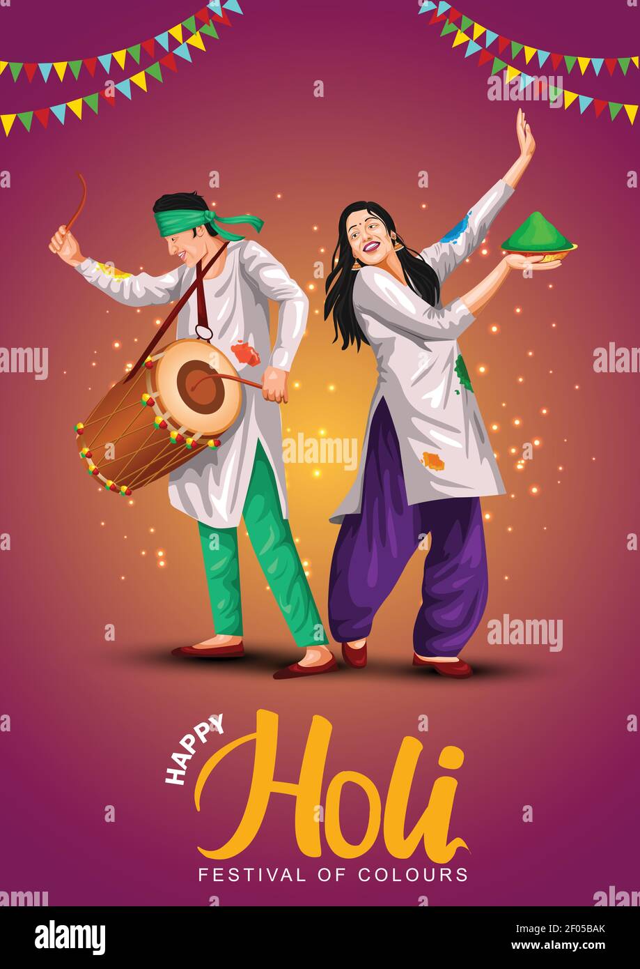 Happy holi festival of India culture background. vector illustration of ...