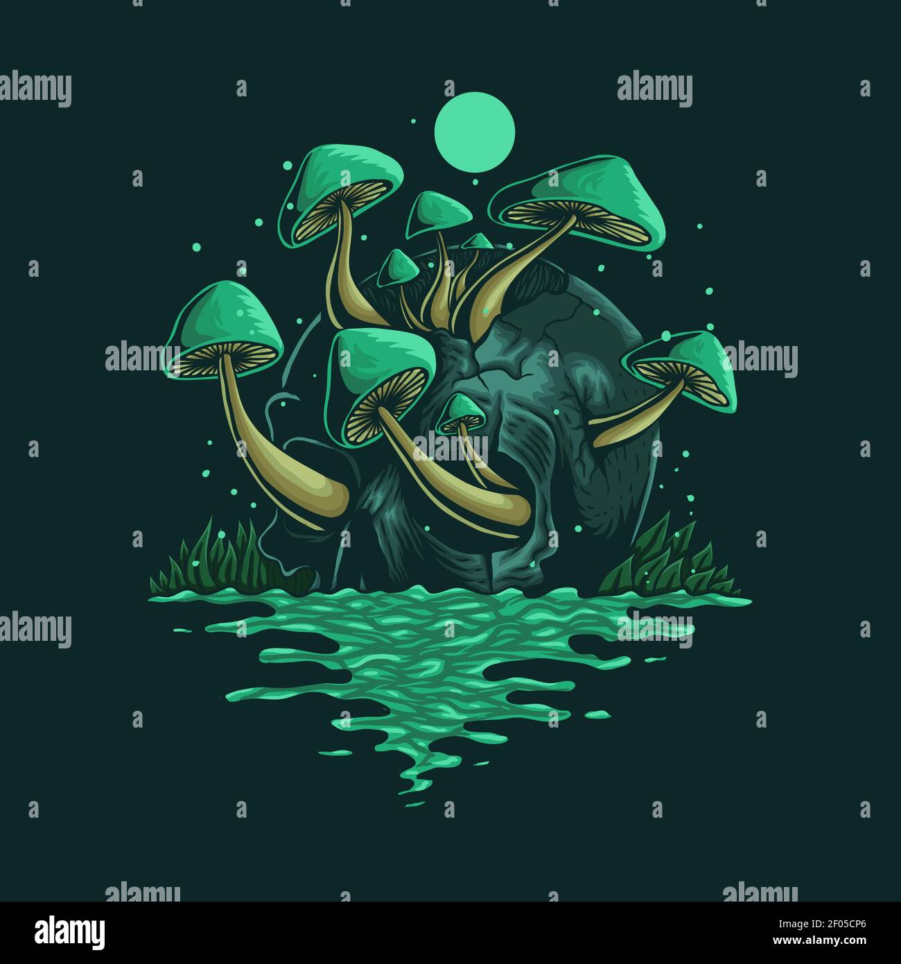 skull fungus vector illustration for your company or brand Stock Vector ...
