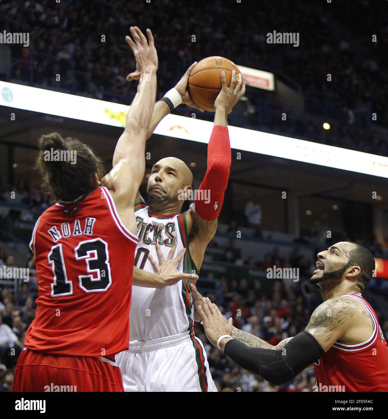 The Milwaukee Bucks' Drew Gooden goes up for a shot against the Chicago ...