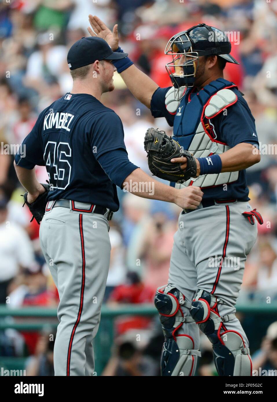 Atlanta Braves relief pitcher Craig Kimbrel (46) and Braves catcher J.C ...