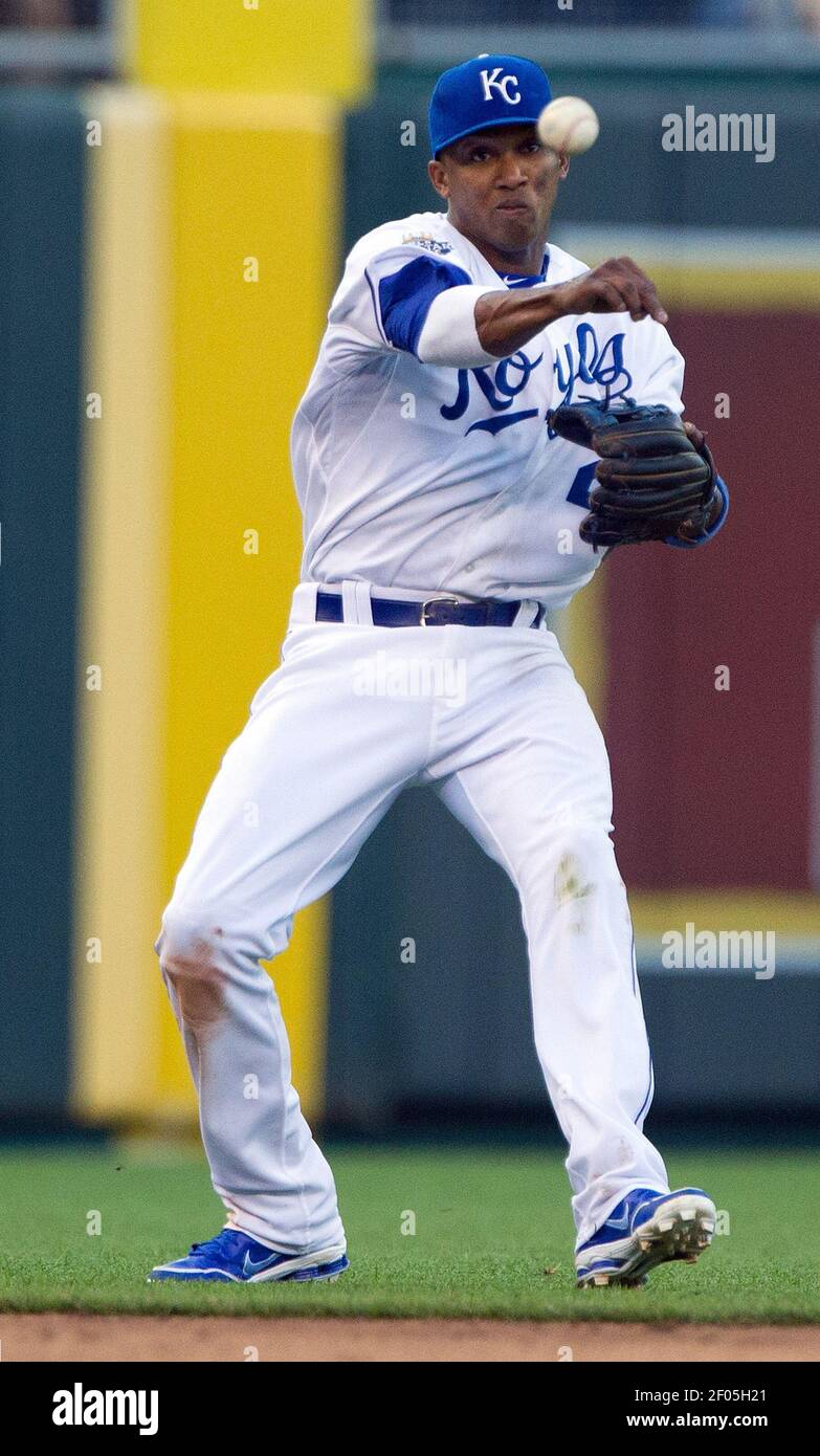 Kansas City Royals shortstop Alcides Escobar's throw to first was late ...