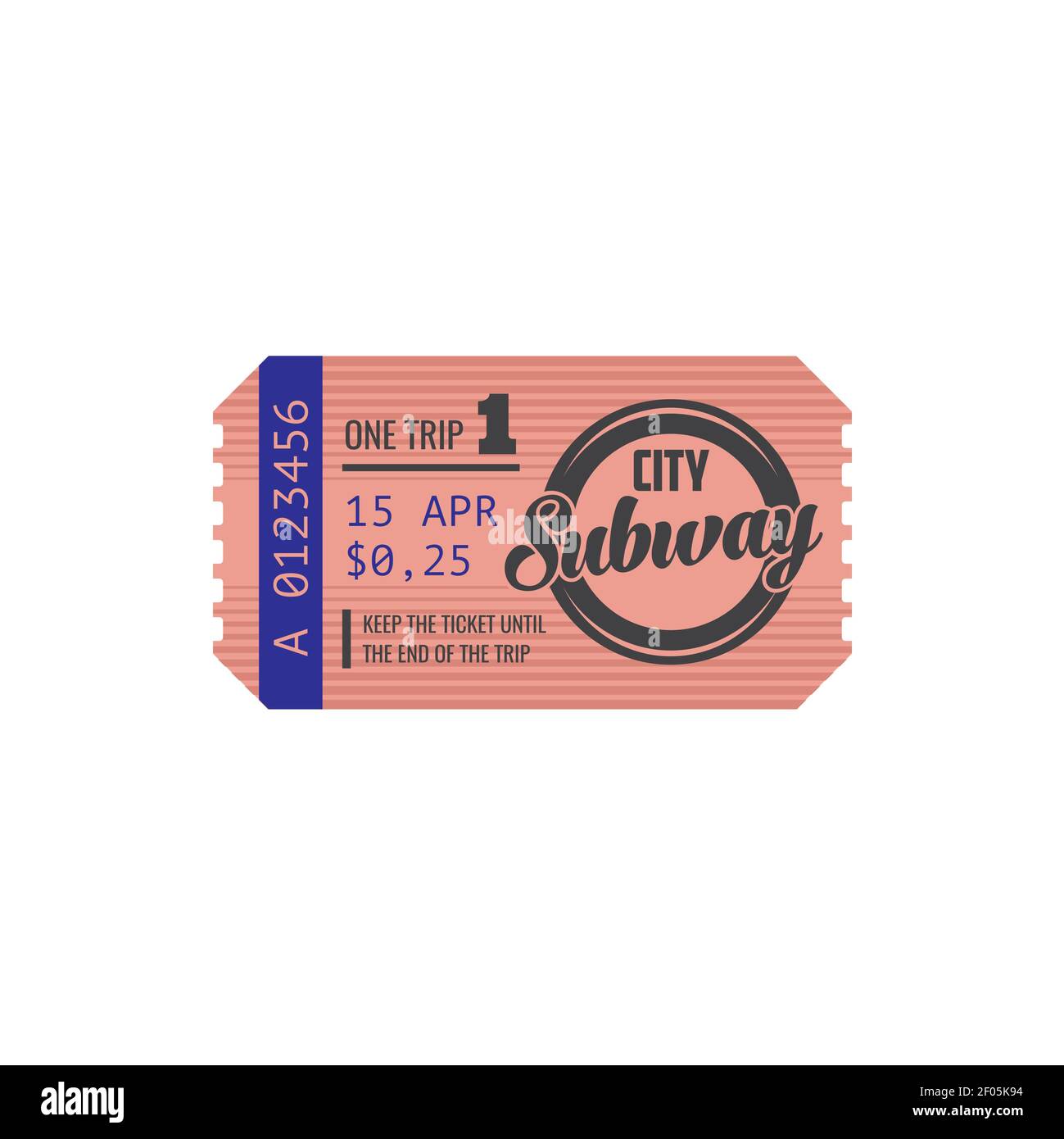 Retro ticket subway underground transport isolated icon. Vector trip on ...