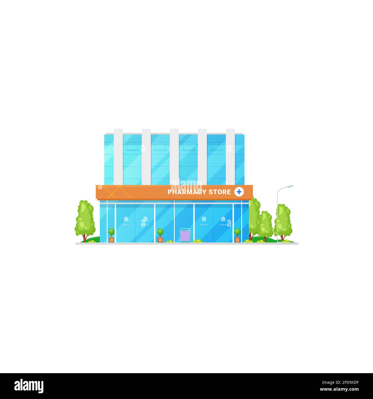 Pharmacy store exterior design isolated drugs store. Vector modern ...