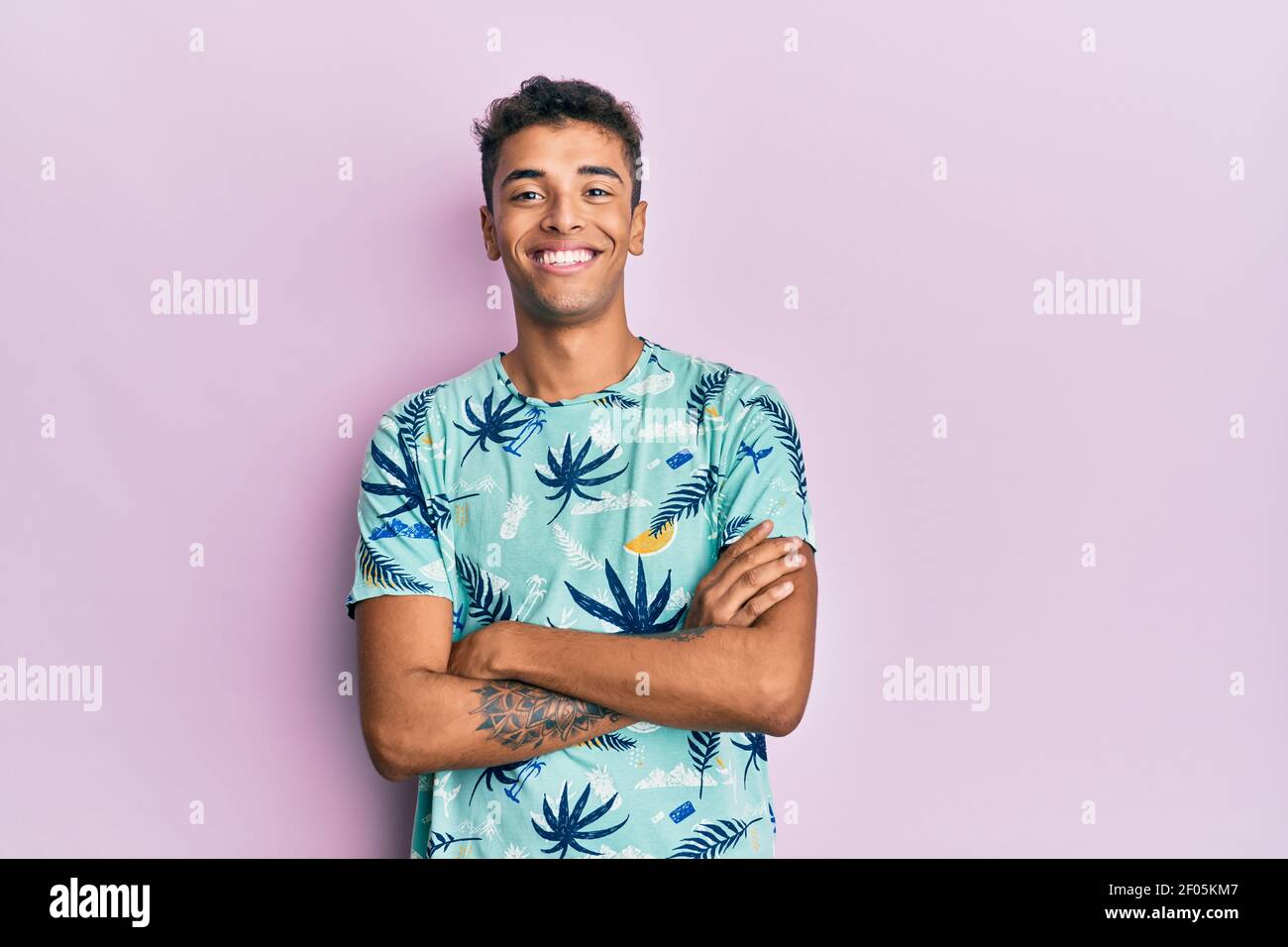 Young handsome african american man wearing summer style happy face ...