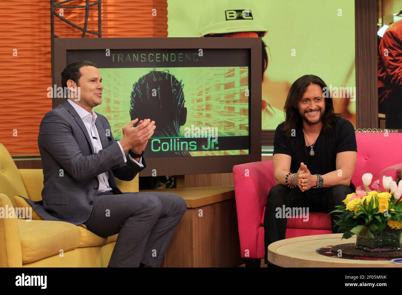 Alan Tacher and actor Clifton Collins Jr. are seen on the set of ...