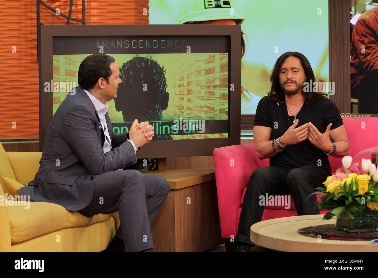 Alan Tacher and actor Clifton Collins Jr. are seen on the set of ...