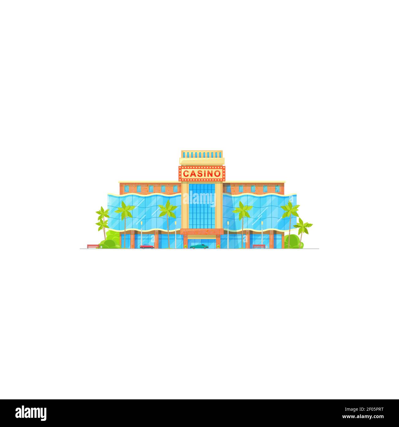 Casino building facade exterior isolated flat icon. Vector ...