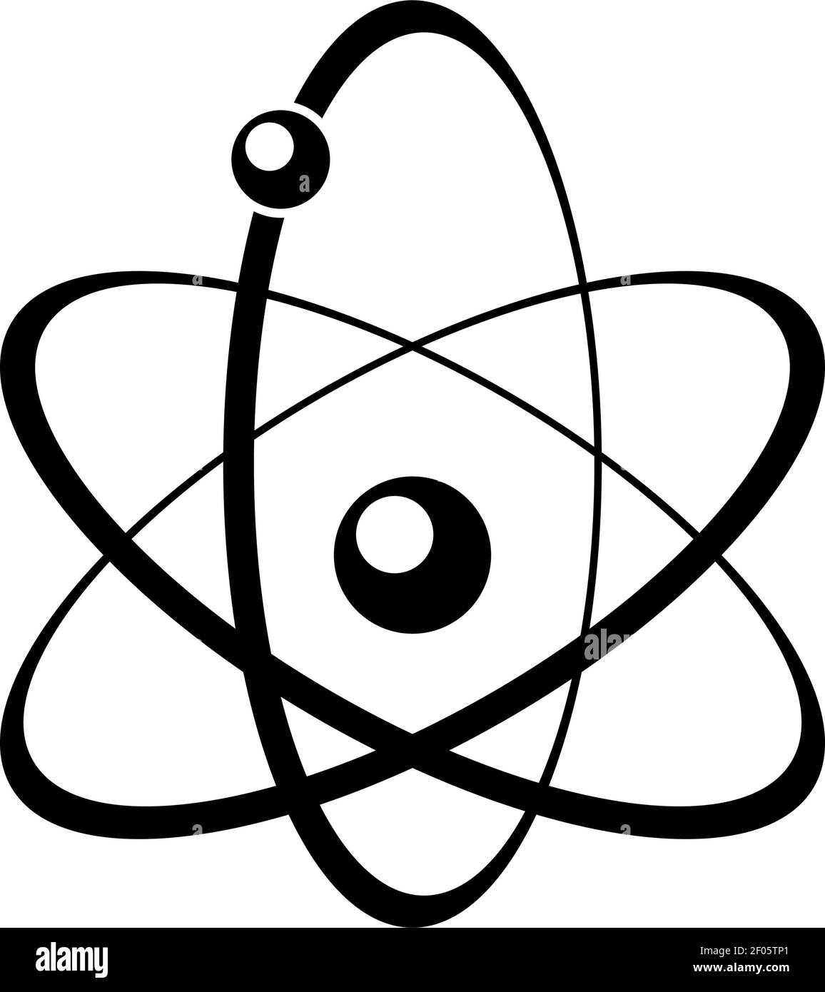 Atomic energy symbol black vector icon. Chemical reaction sign ...