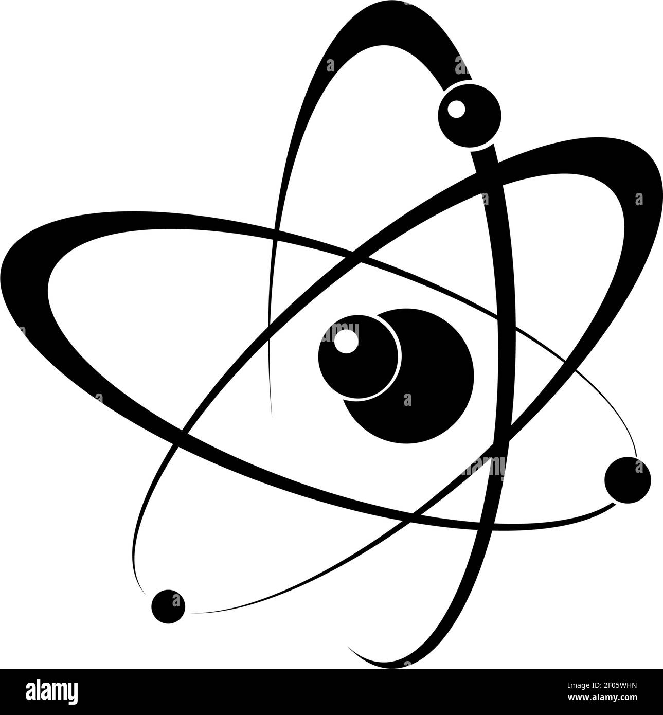 Atomic energy symbol black vector icon. Chemical reaction sign ...