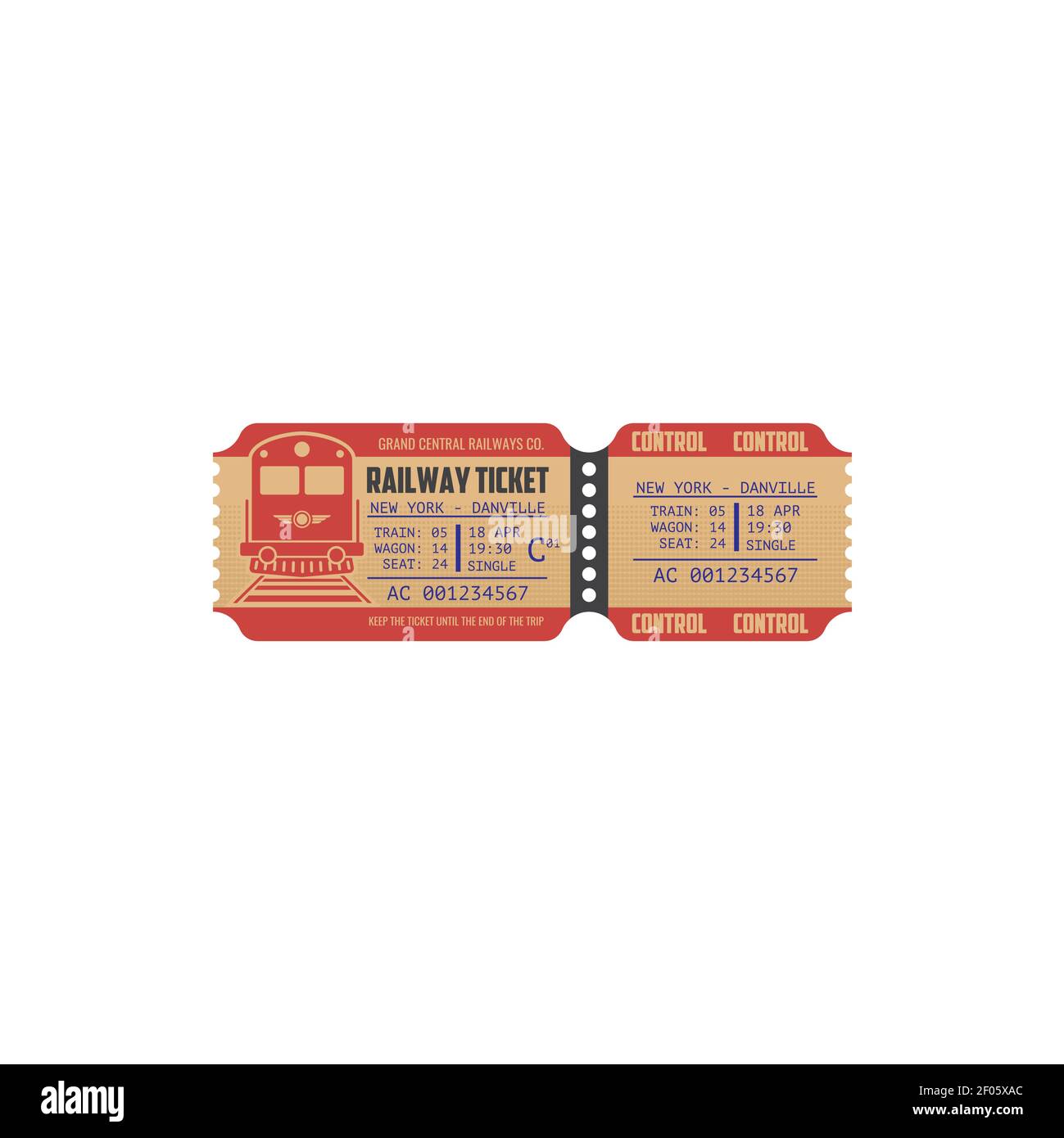 Railway ticket mockup isolated icon. Vector central railway station ...