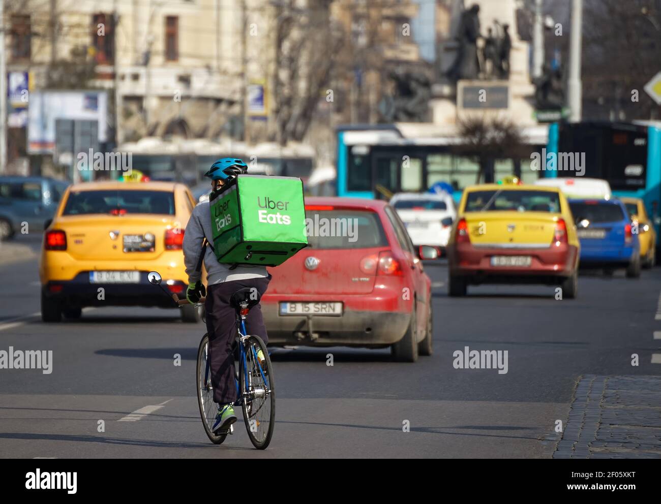 Bucharest, Romania - February 24, 2021: An Uber Eats food delivery ...