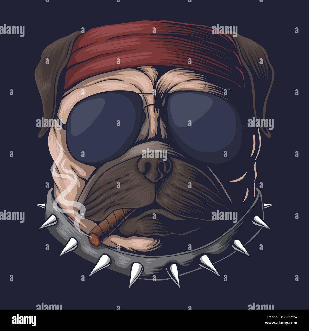 Pug dog head smoke vector illustration for your company or brand Stock ...