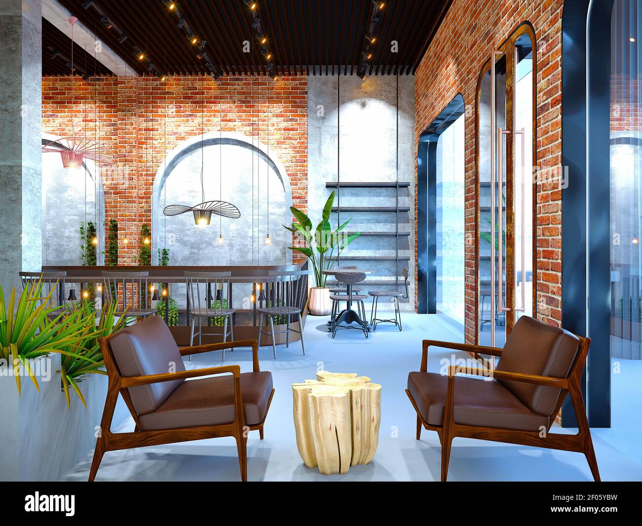 3d render of coffee shop, restaurant Stock Photo - Alamy