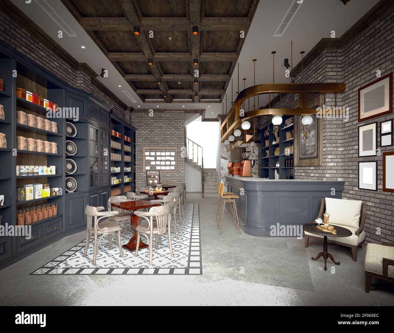 3d render of coffee shop, restaurant Stock Photo - Alamy