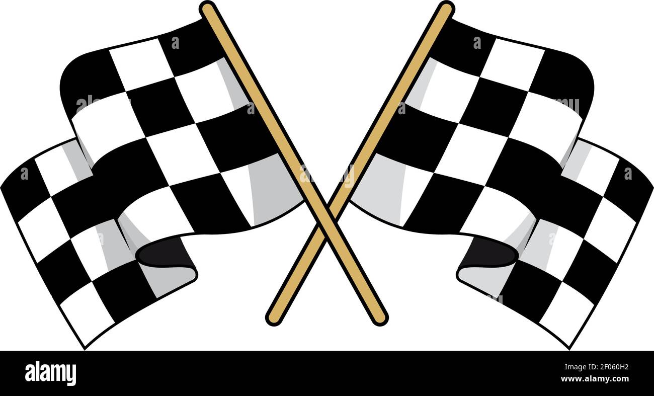 Checkered race flag flat vector illustration. Speed racing competition ...