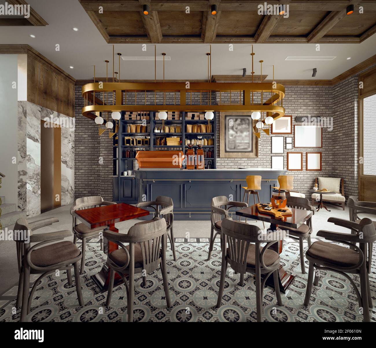 3d render of coffee shop, restaurant Stock Photo - Alamy