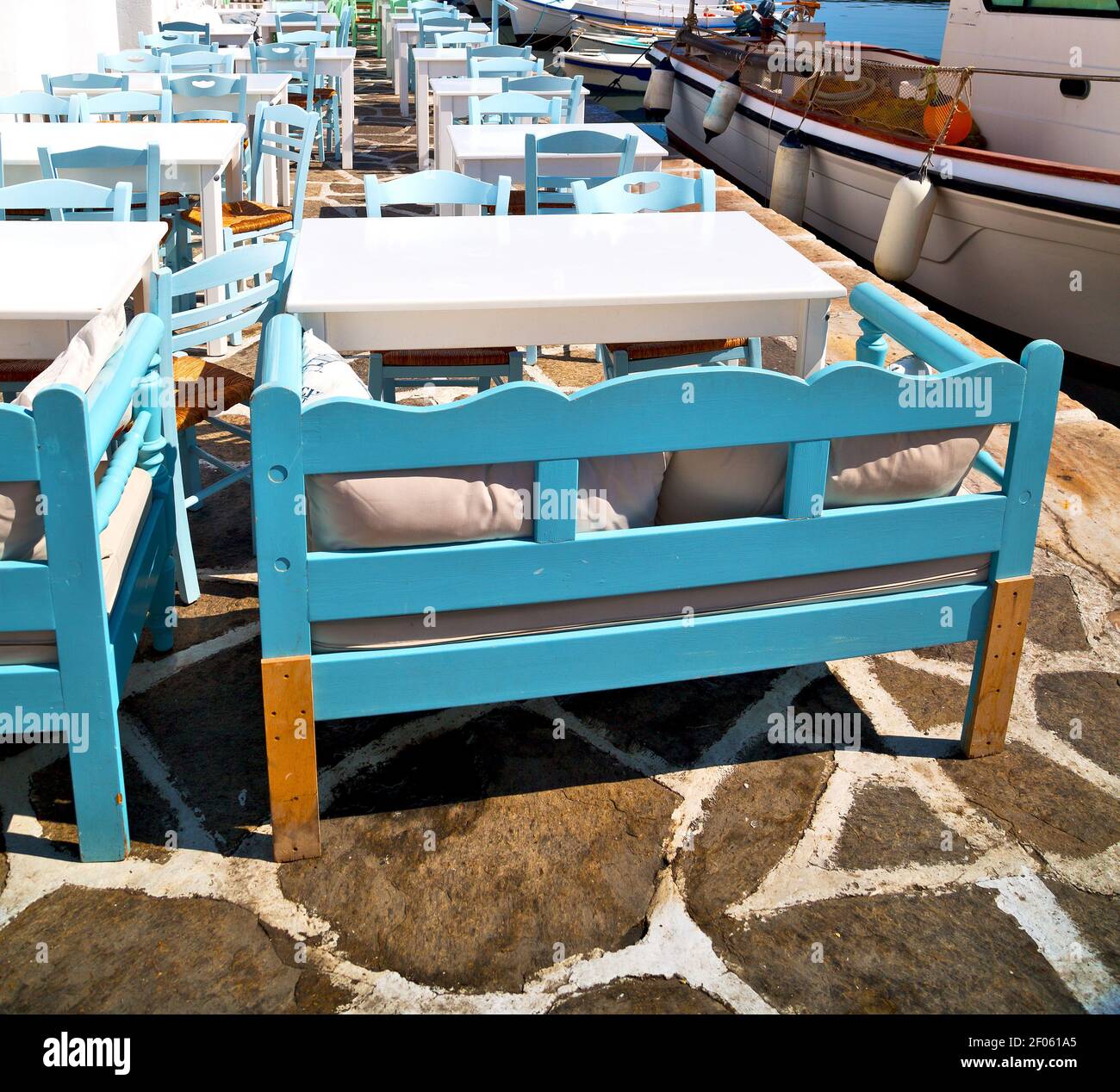 Table in santorini europe greece old restaurant chair and the summer ...