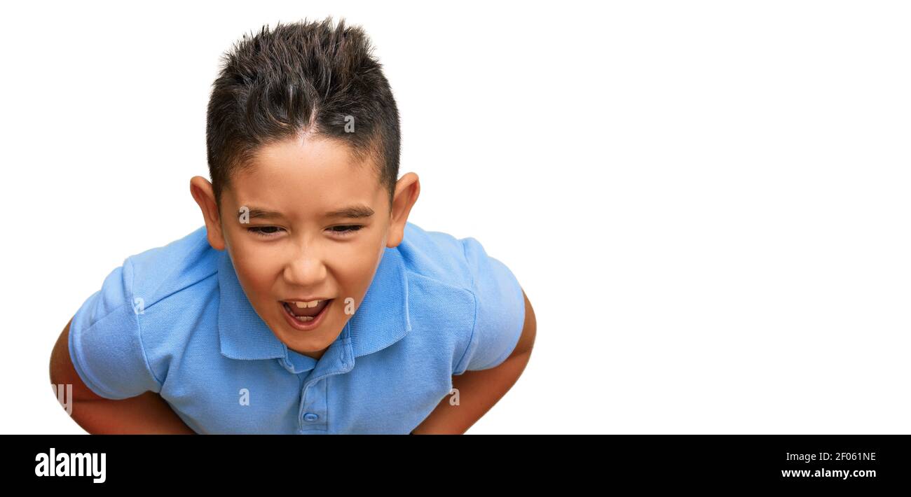Little boy hispanic kid wearing casual clothes smiling and laughing ...