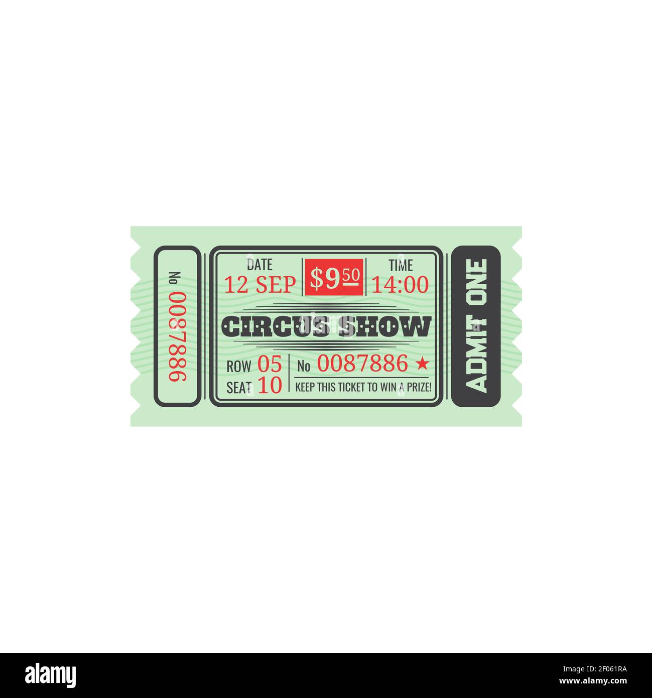 Circus show ticket, price 9. 50 dollars isolated retro amusement fair ...