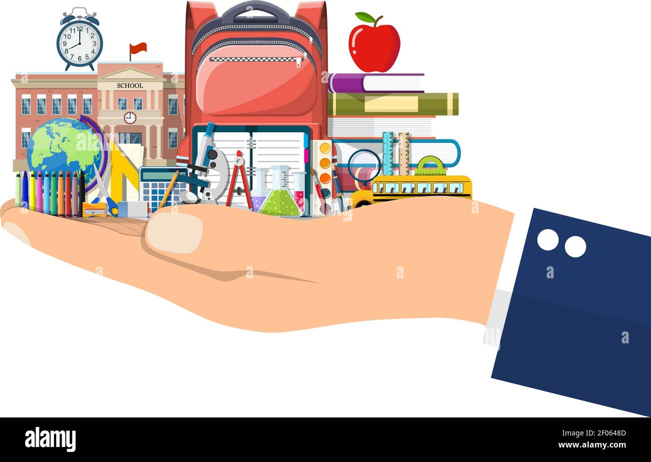 Big school set in hand Stock Vector Image & Art - Alamy