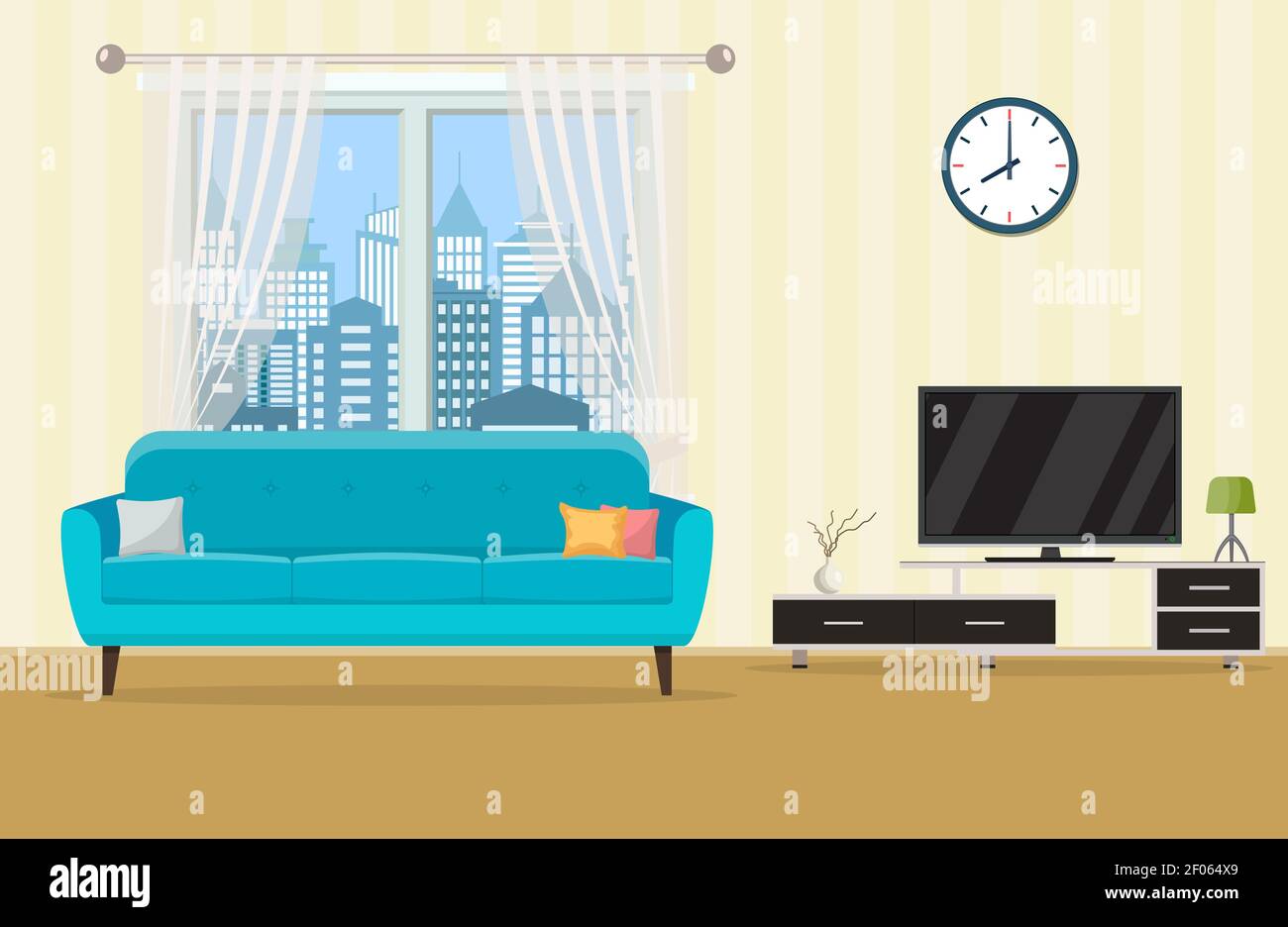 Retro living room Stock Vector Images - Alamy