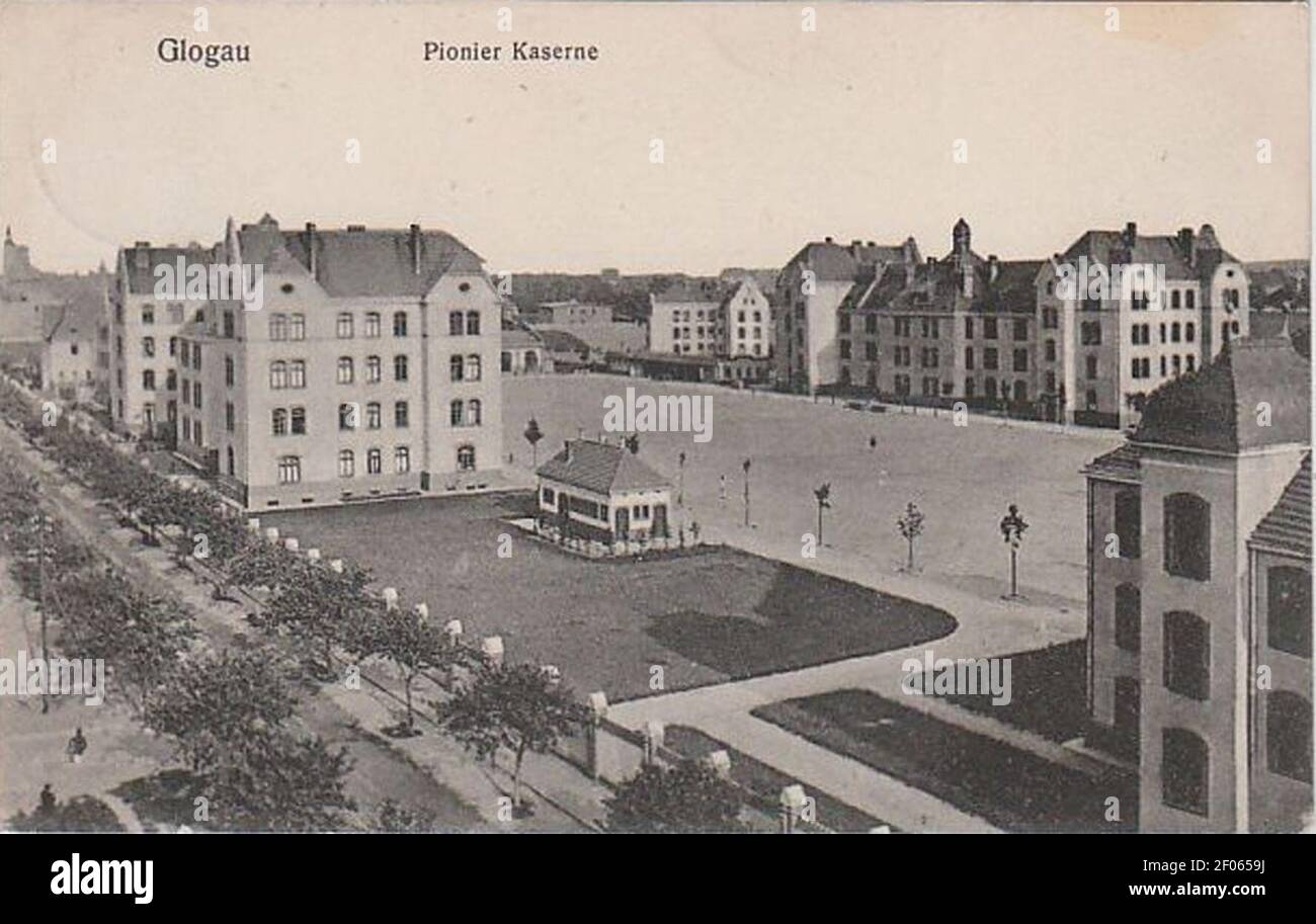 Pionier-Kaserne Glogau, Postkarte von 1912 Stock Photo - Alamy