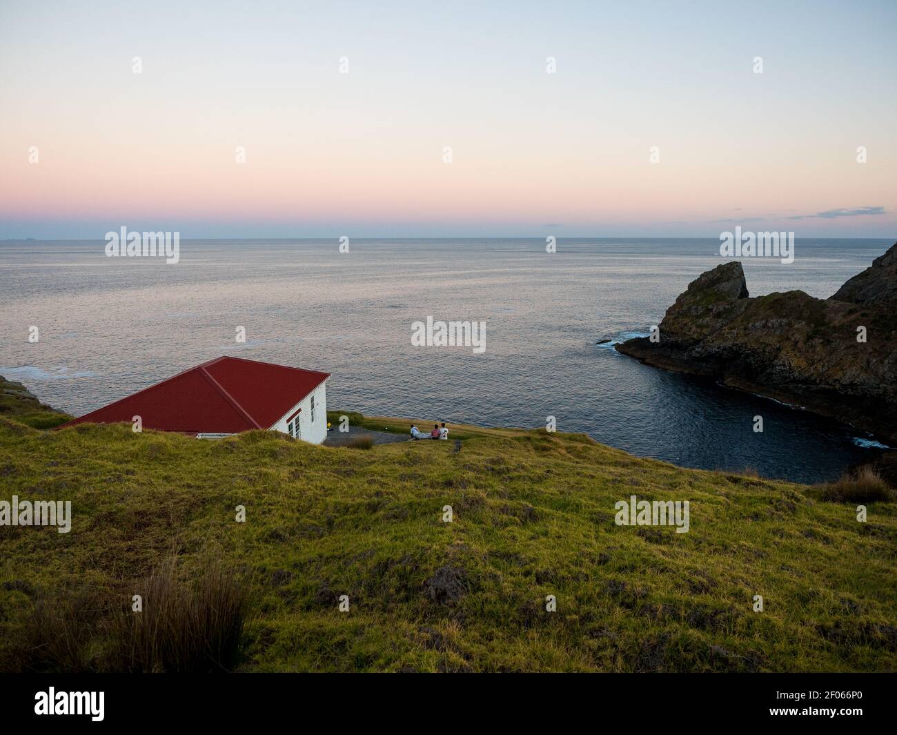 Cape Brett Lighthouse and Cape Brett Hut in Rawhiti New Zealand Stock ...