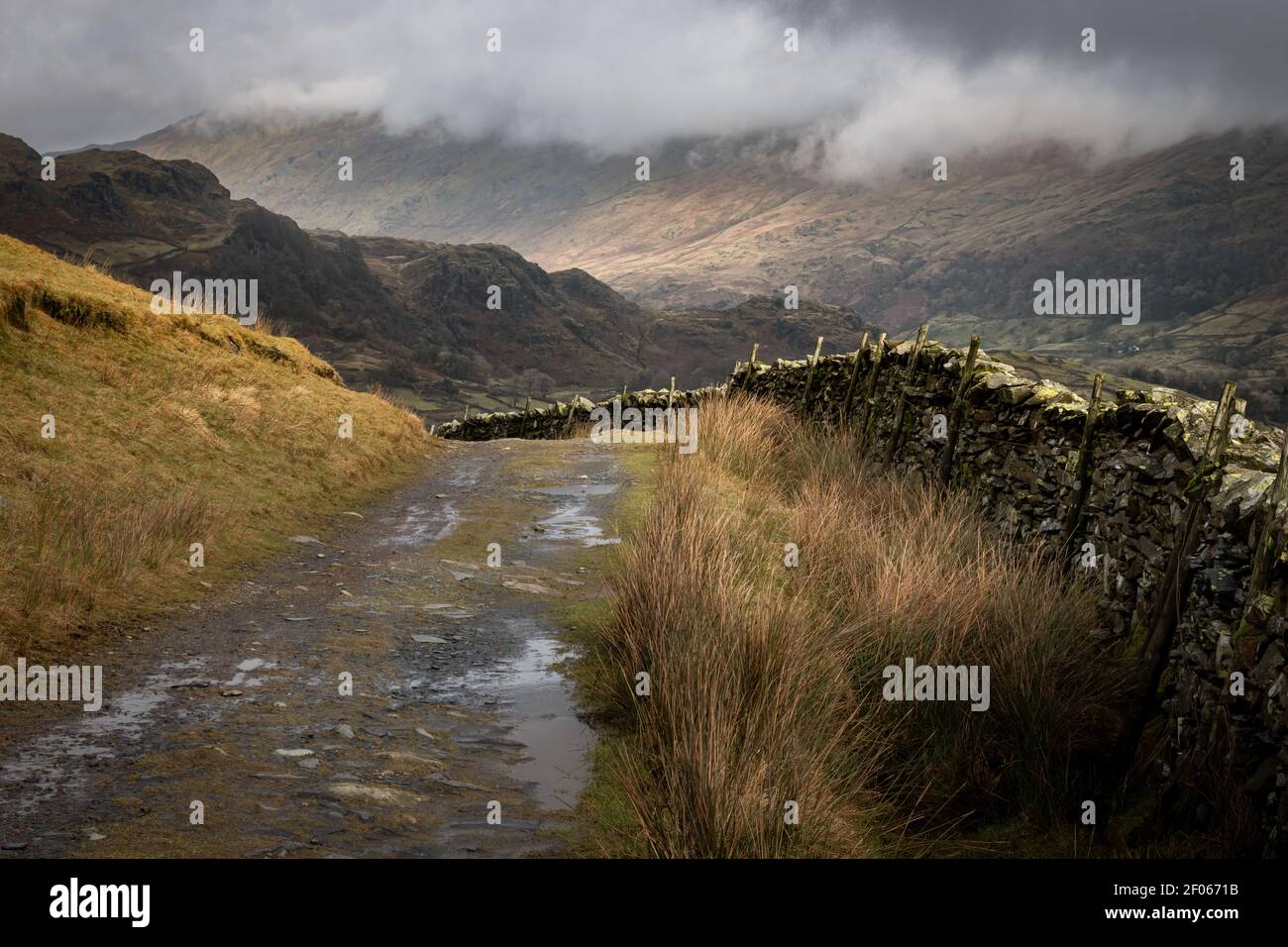 The Garburn Track as it descends from the pass towards the village of ...