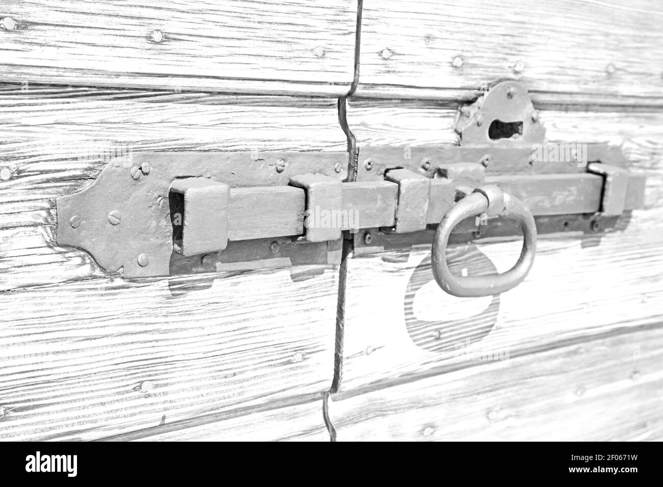 Europe old in italy antique close brown door and rusty lock closeup ...