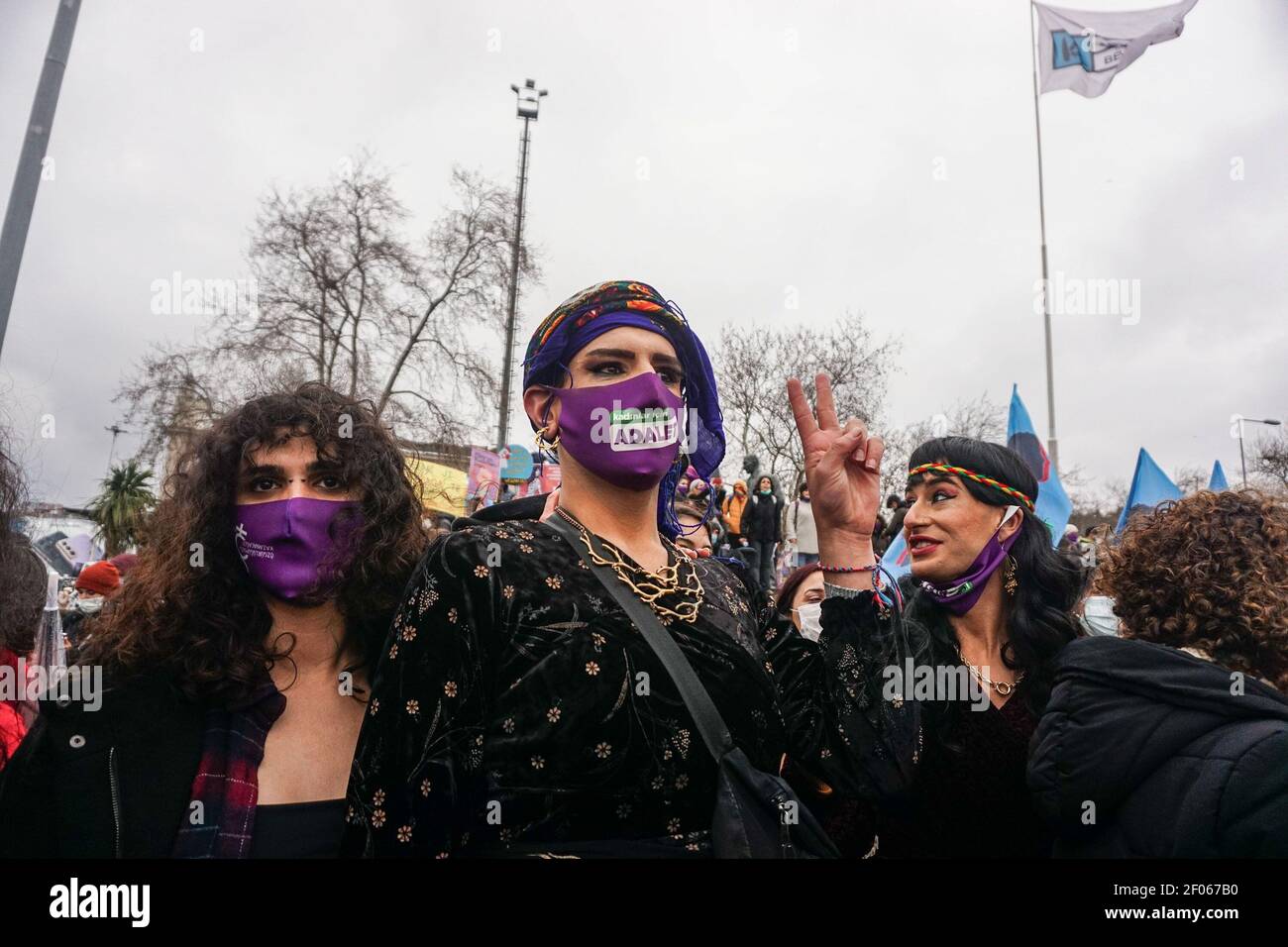 Transgender protesters pose for a photo during the demonstration. Many ...