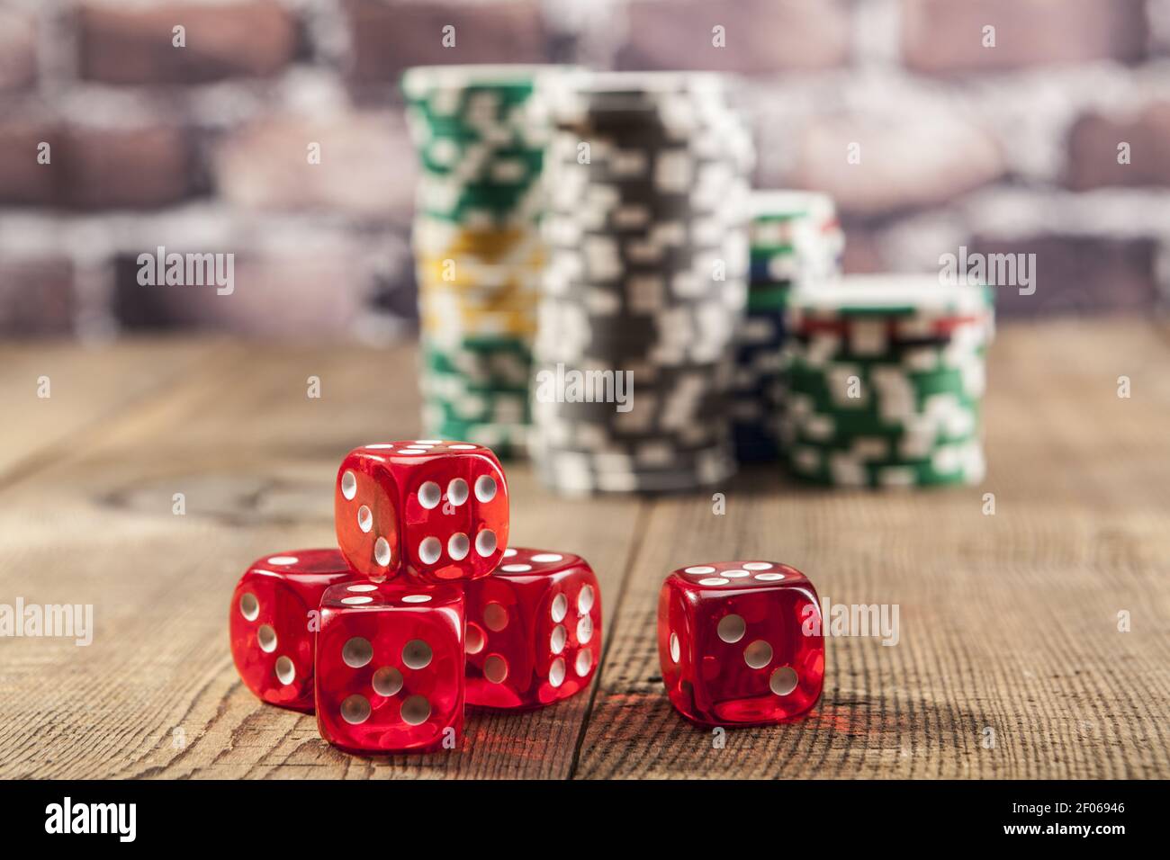 Bright Red Dice Stock Photo - Alamy
