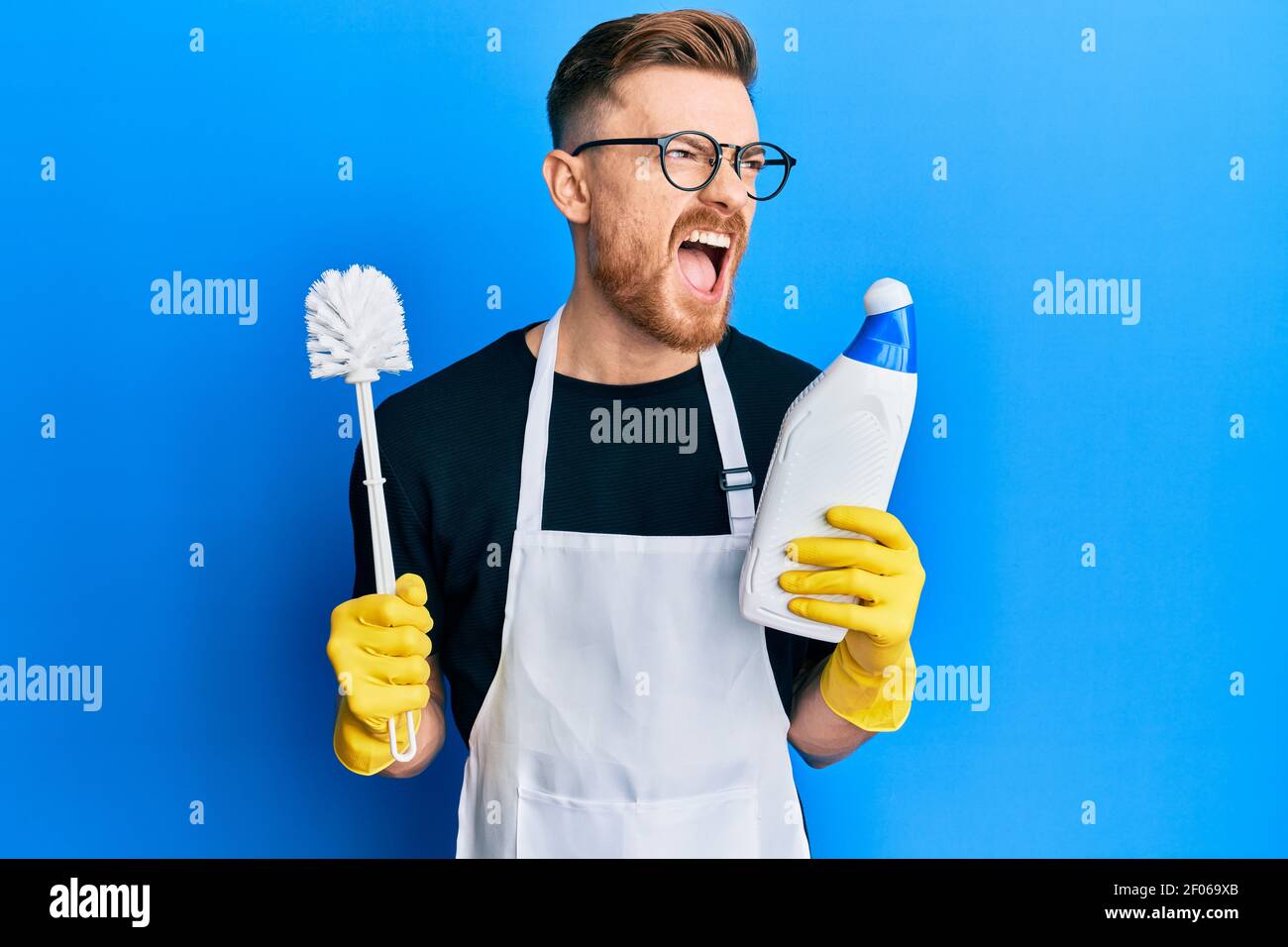 Frustrated man doing housework hi-res stock photography and images - Alamy