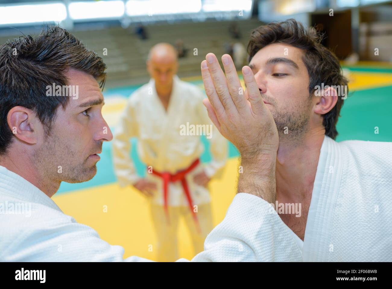 Two men in judo combat Stock Photo - Alamy