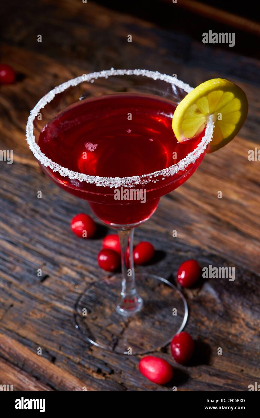 Cosmopolitan cocktail top on bar Stock Photo - Alamy