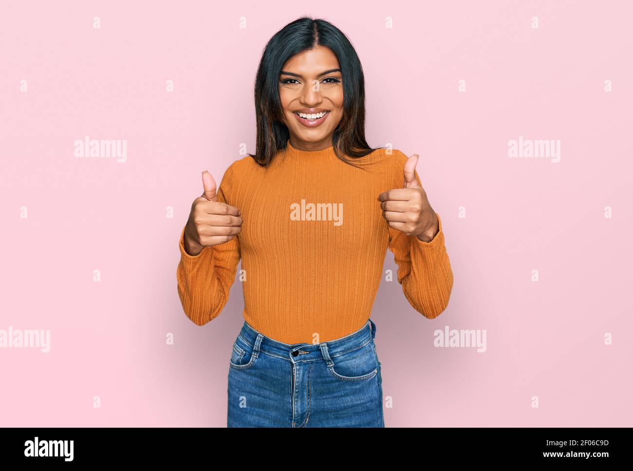 Young latin transsexual transgender woman wearing casual clothes ...