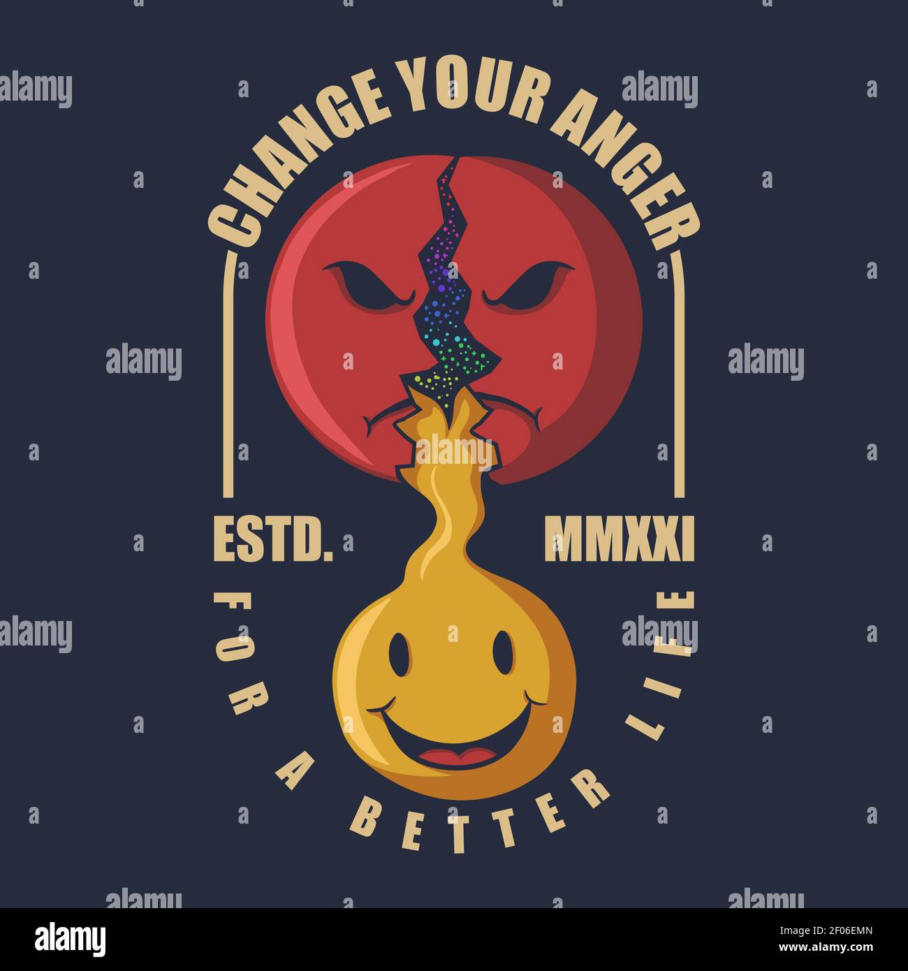 Angry to be happy vector illustration for your company or brand Stock ...