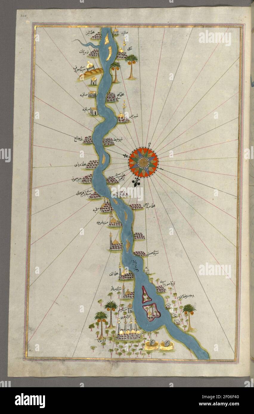 Piri Reis - Map of Oases and Villages Along the River Nile as Far as ...