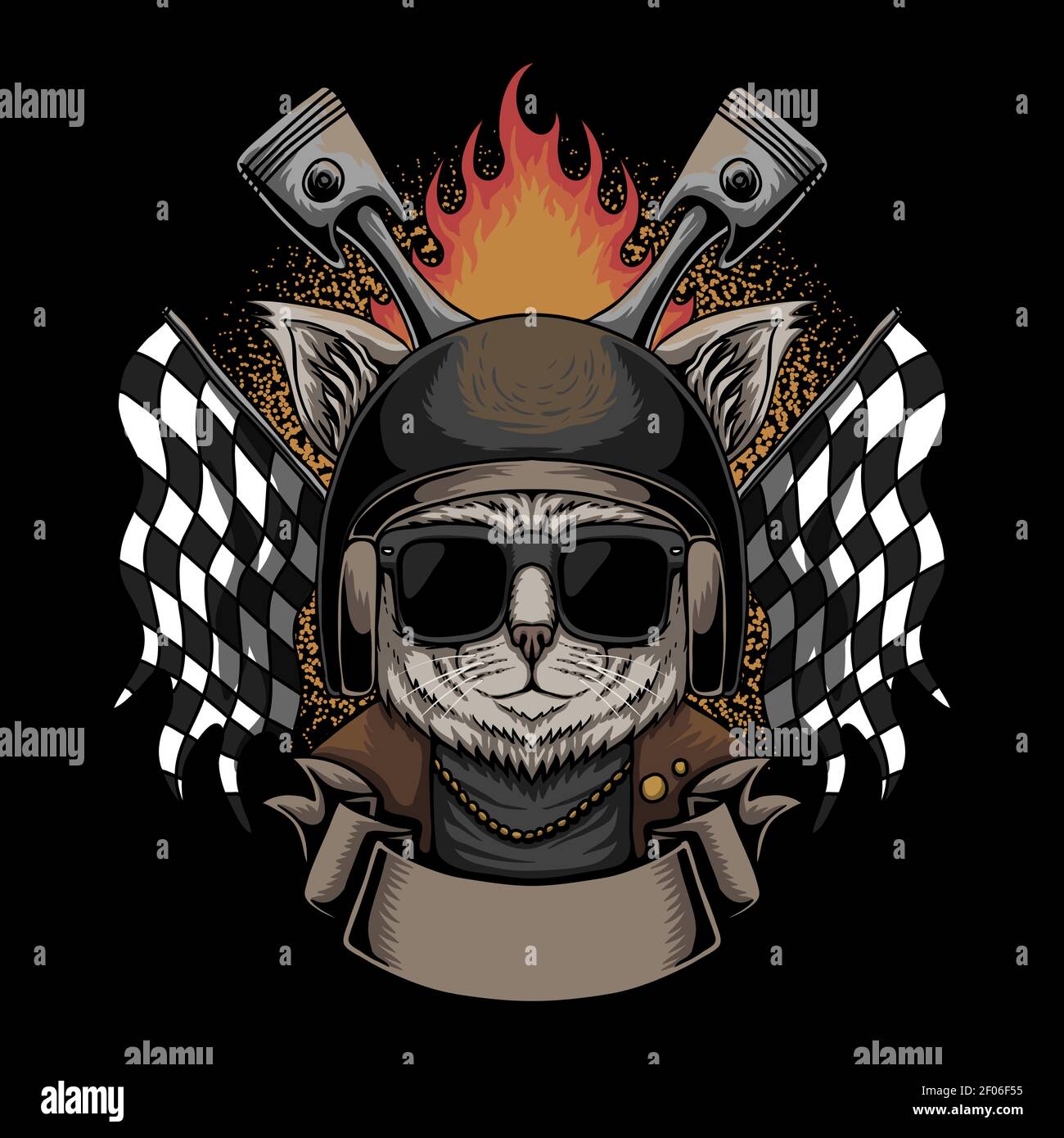 Cat Helmet motorcycle vector illustration for your company or brand ...
