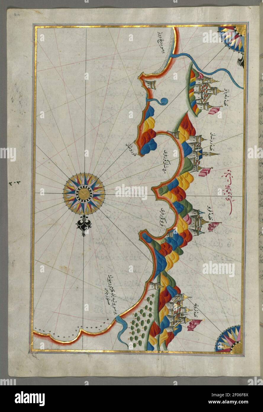 Piri Reis - Map of the Eastern Coast of Calabria Around Rossano Stock ...