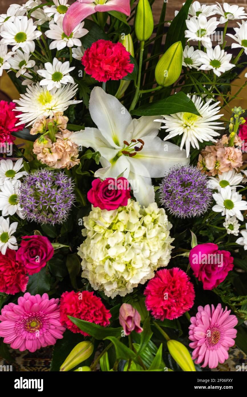 composition of a bouquet or center of flowers concept floral decoration ...