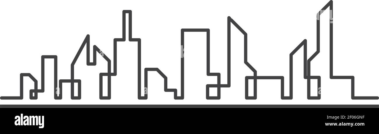 real estate modern city building line vector template design Stock ...