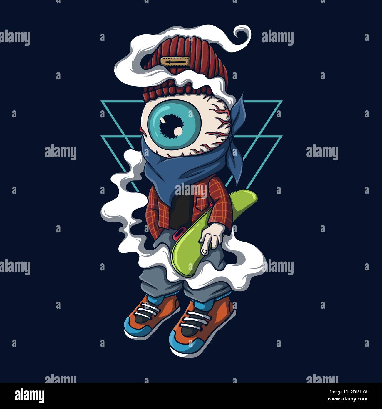 One eye character skateboard vector illustration for your company or ...