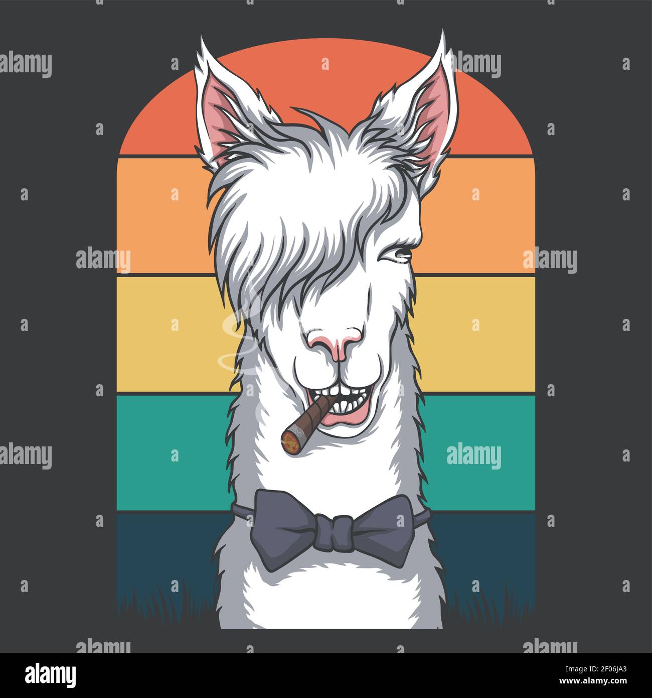 Retro white llama Stock Vector Images - Alamy