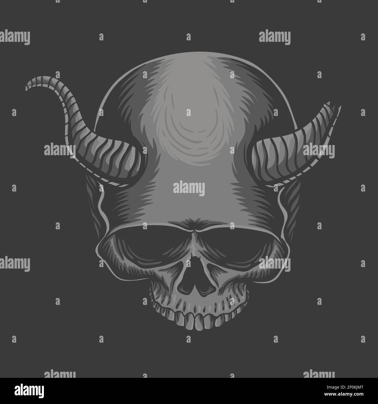 Skull horned devil vector illustration for your company or brand Stock ...