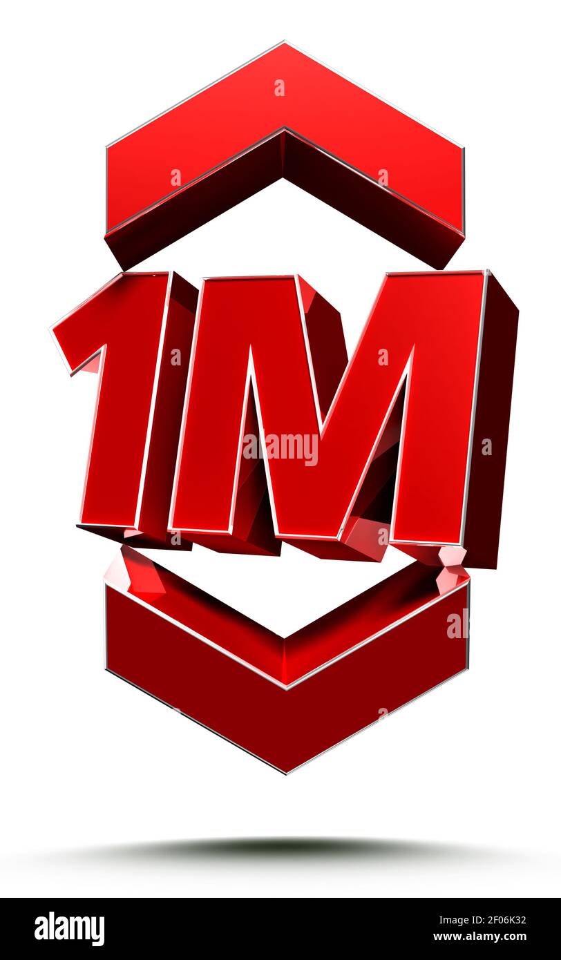 3D illustration Signs 1m on white background with clipping path Stock ...