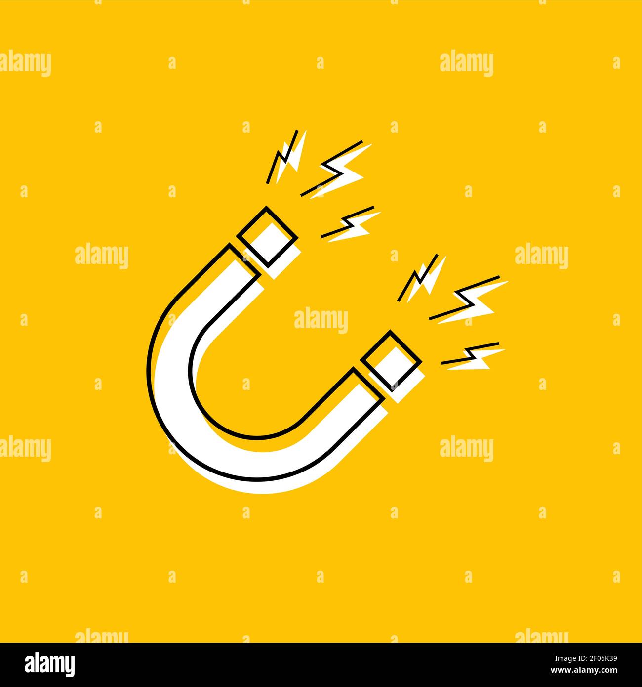 Magnet vector logo line icon. Electromagnetic fieldd business attract ...