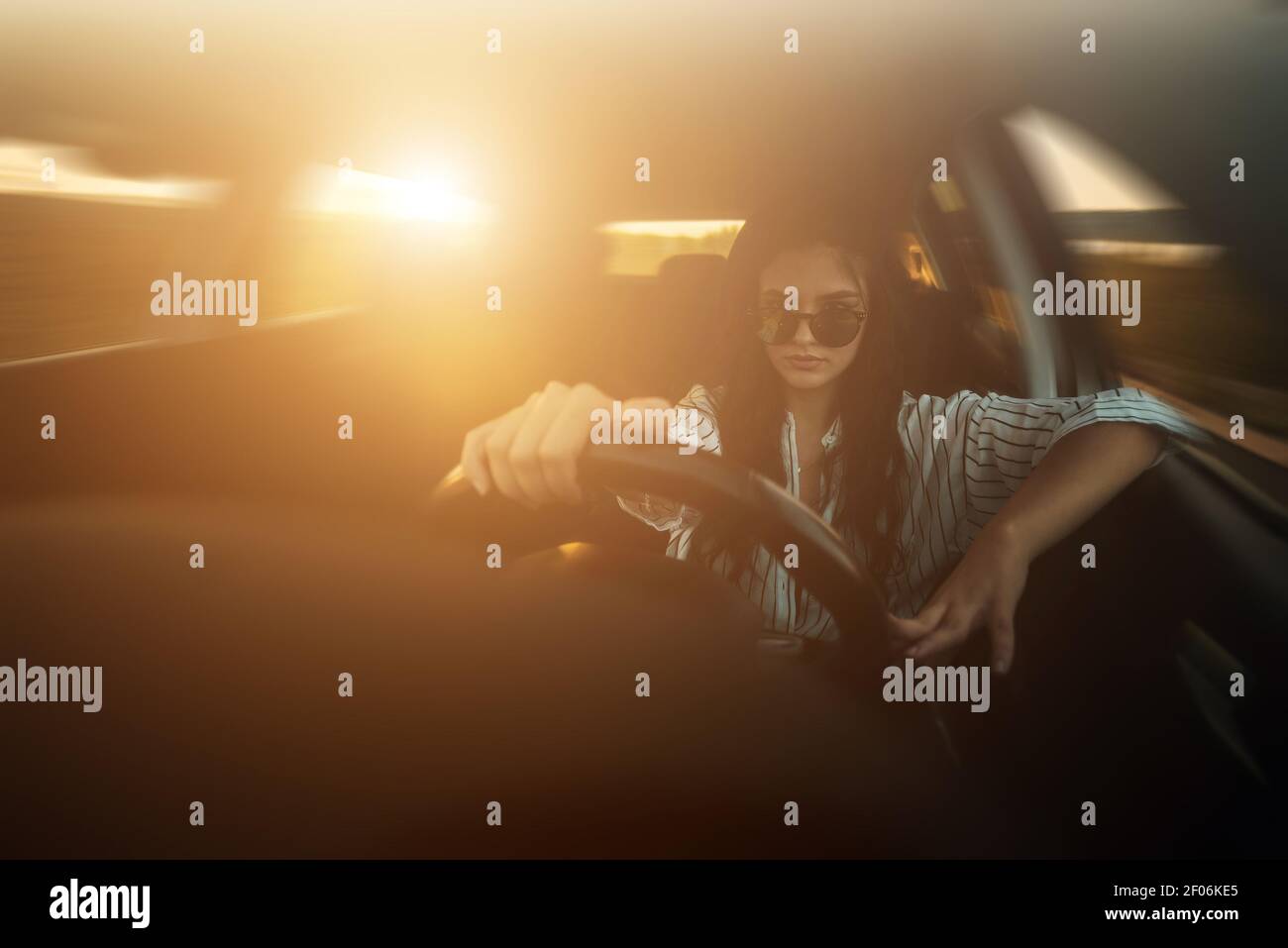 Car driving sunset window hi-res stock photography and images - Alamy