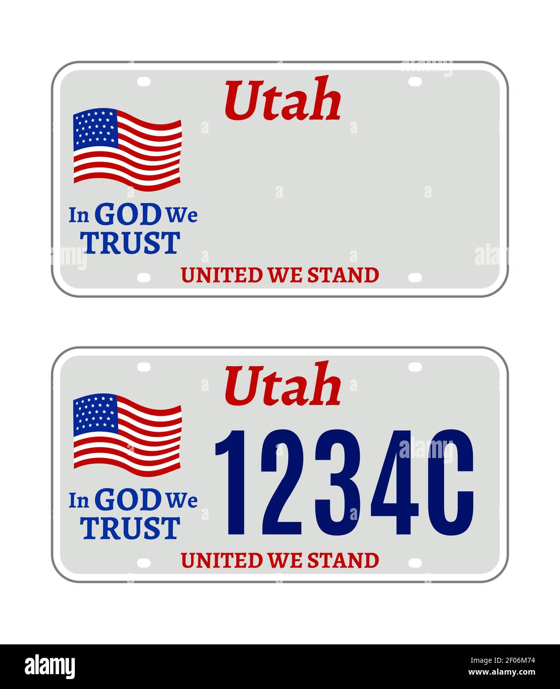 Utah car license plate usa number vector retro sign. American utah ...
