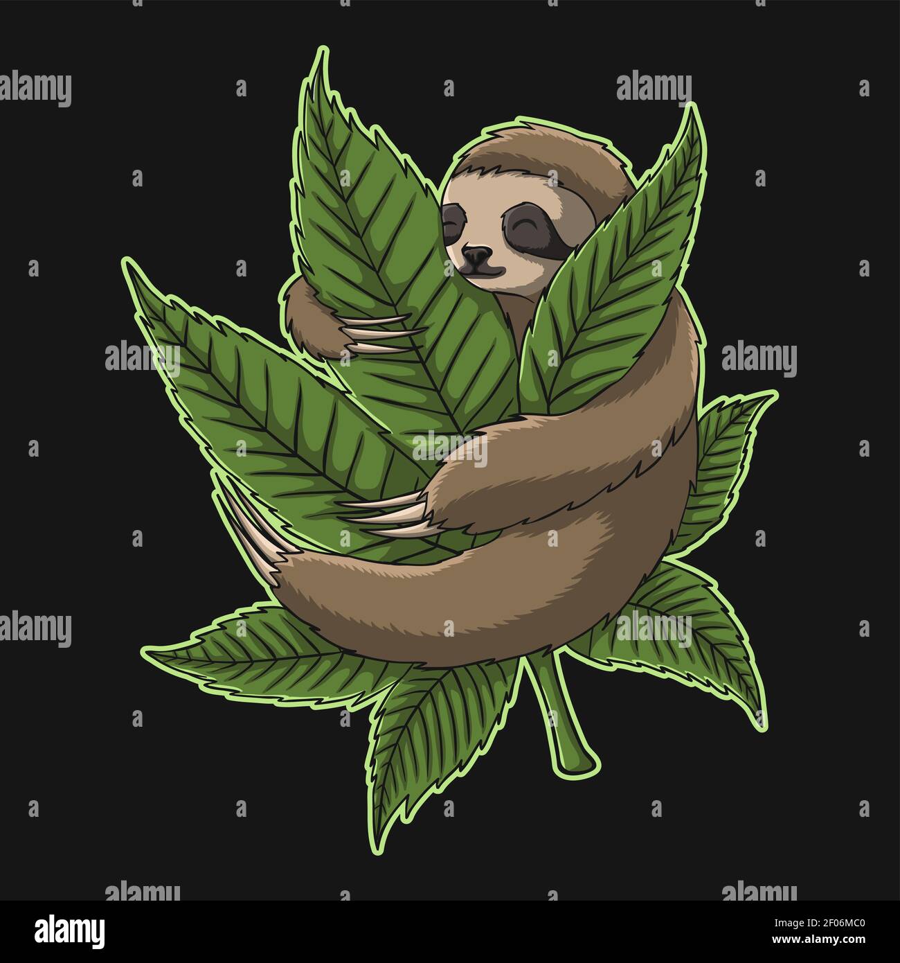Sloth Hug Weed vector illustration for your company or brand Stock ...